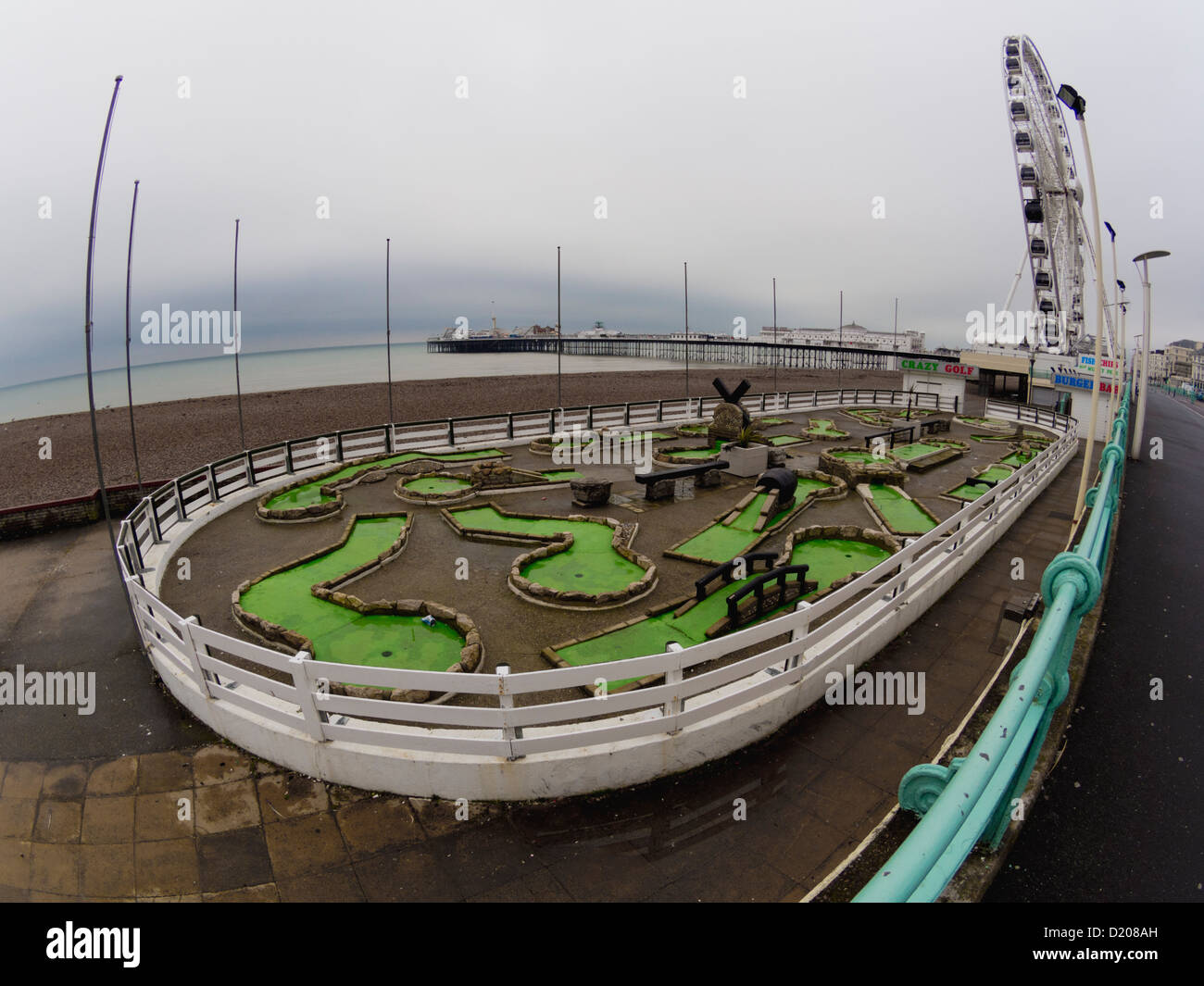 Wide-angle picture of the crazy golf course on Brighton seafront Stock ...