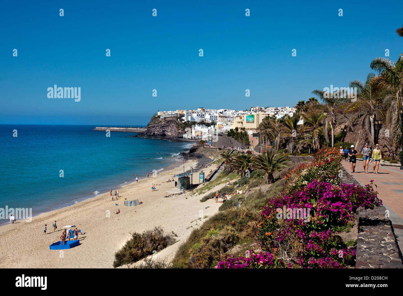 Seaside promenade, Morro Jable, Jandia peninsula, Fuerteventura, Canary ...
