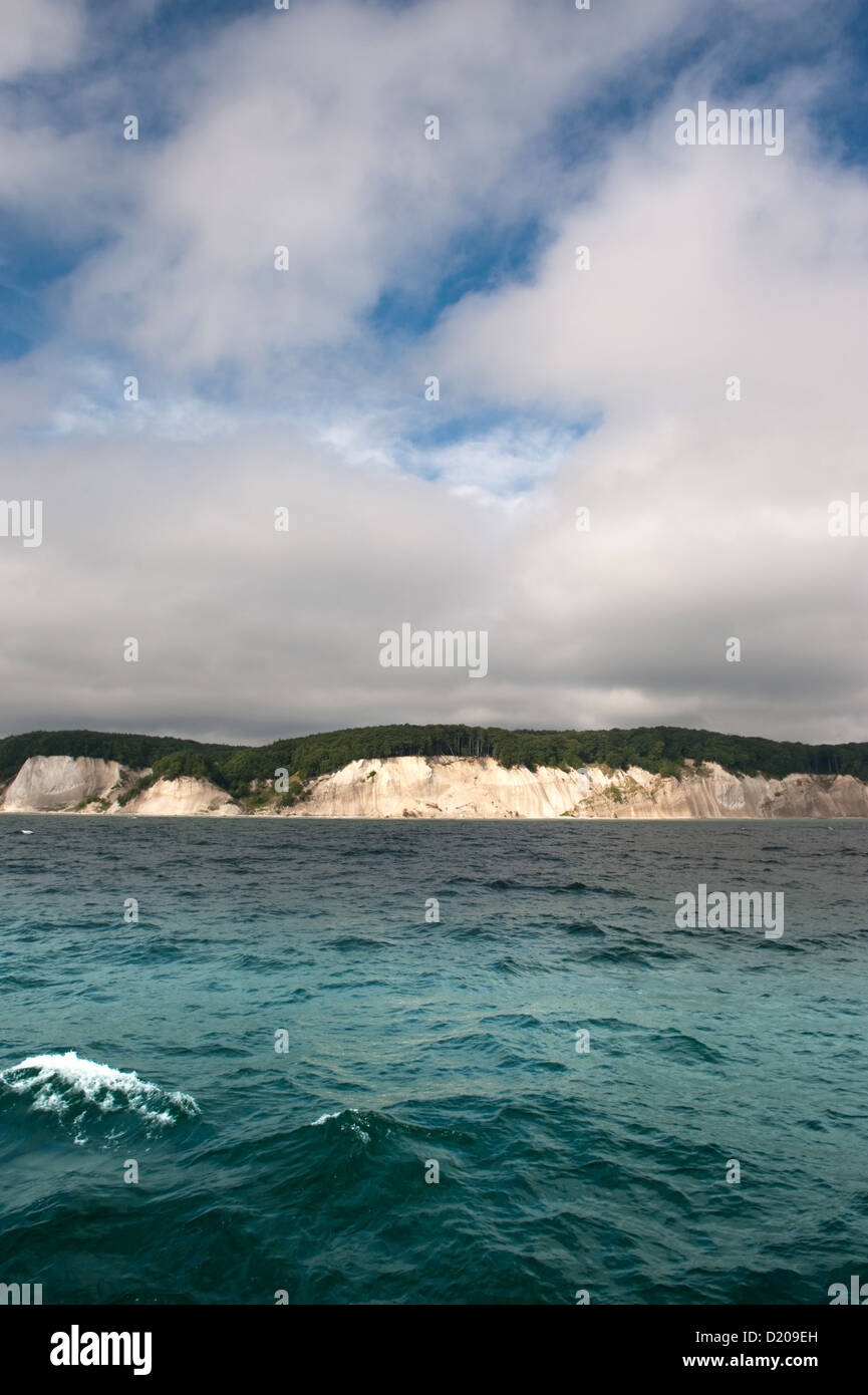 Sassnitz, Ruegen, Germany, overlooking the white cliffs from the sea ...