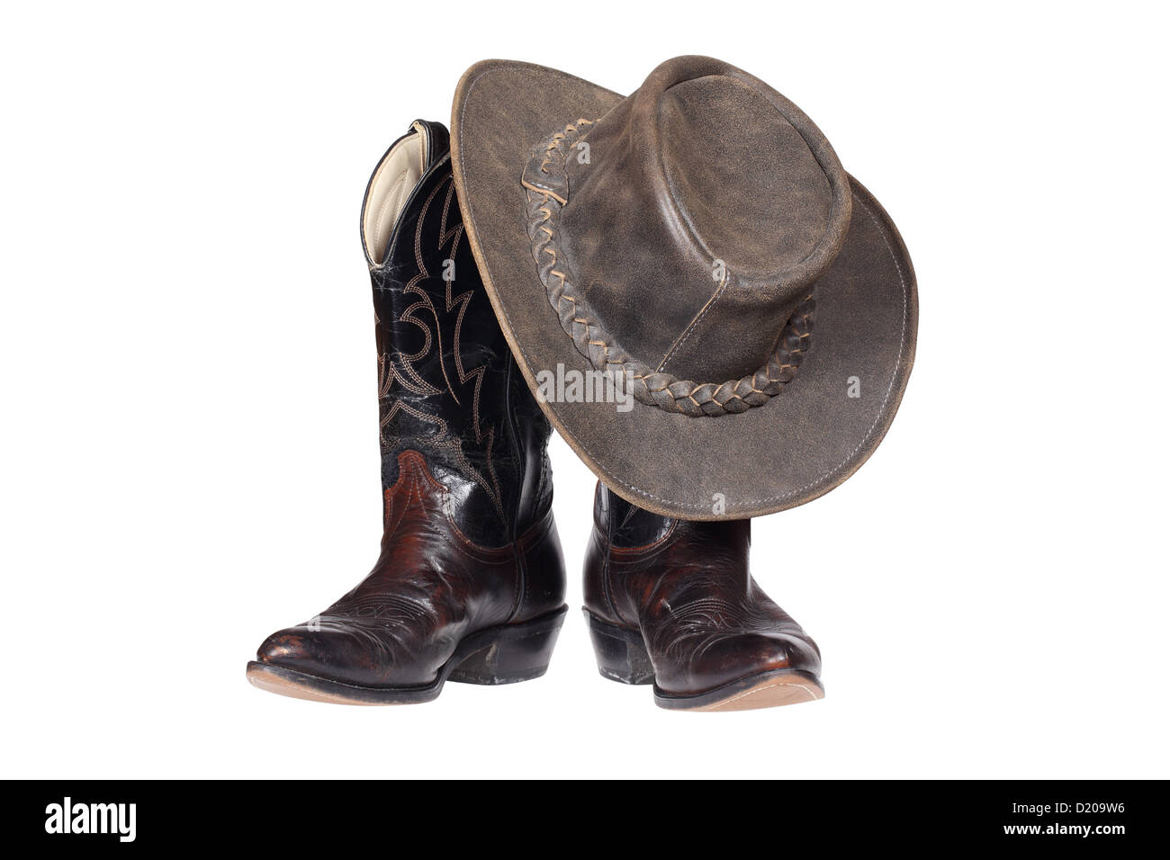 Cowboy boots and hat Stock Photo - Alamy