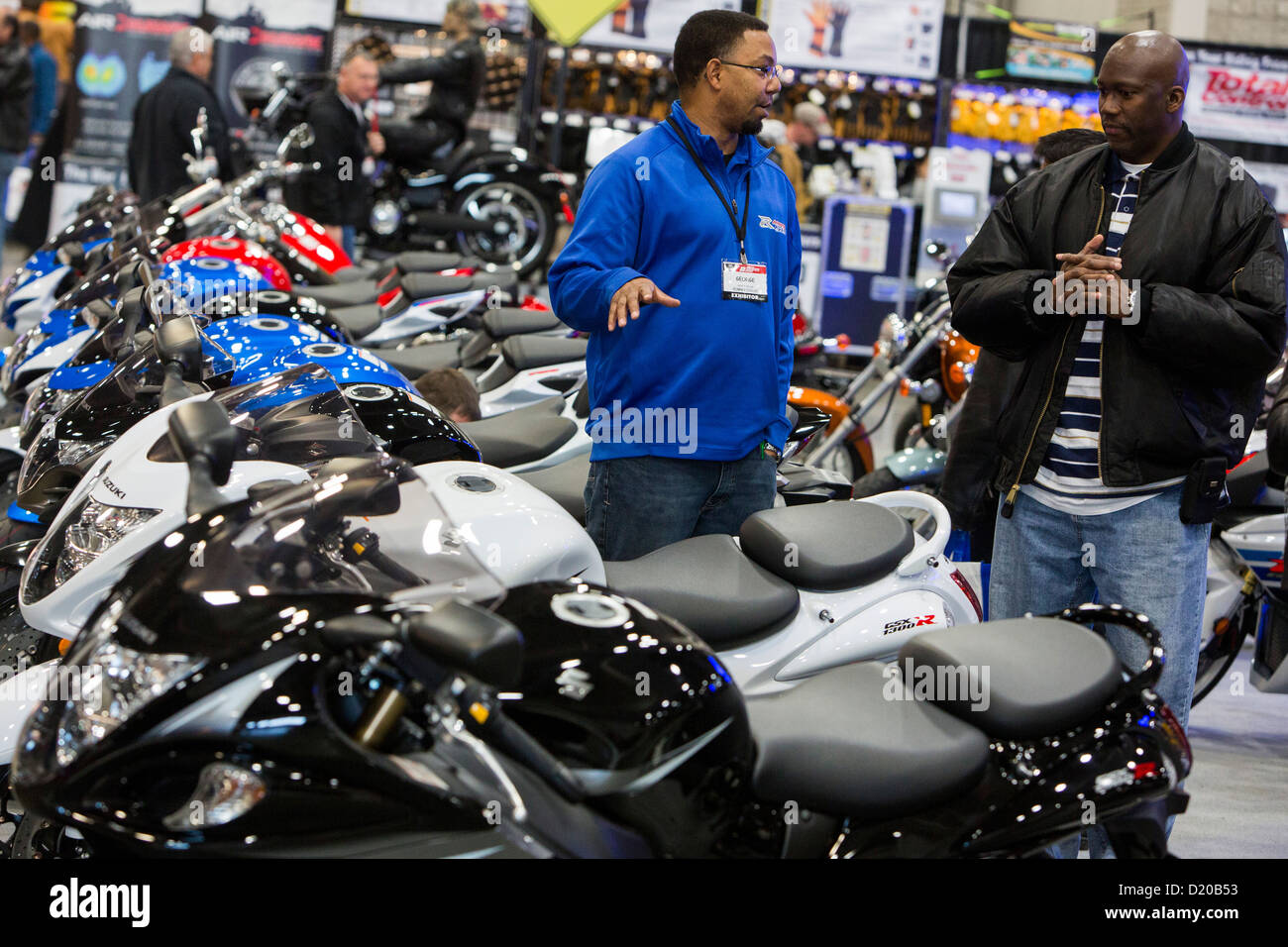 Suzuki motorcycles on display at the Washington Motorcycle Show Stock ...