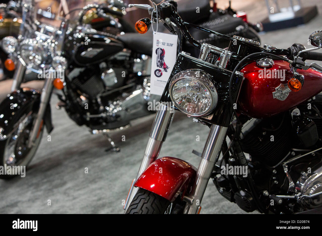 Harley-Davidson motorcycles on display at the Washington Motorcycle ...