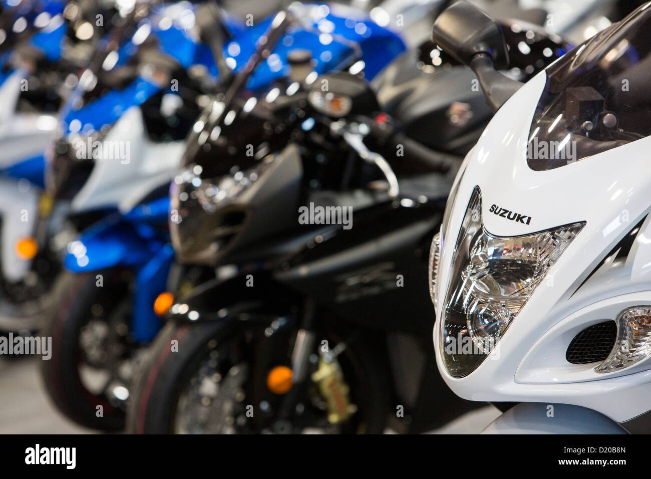 Suzuki motorcycles on display at the Washington Motorcycle Show Stock ...