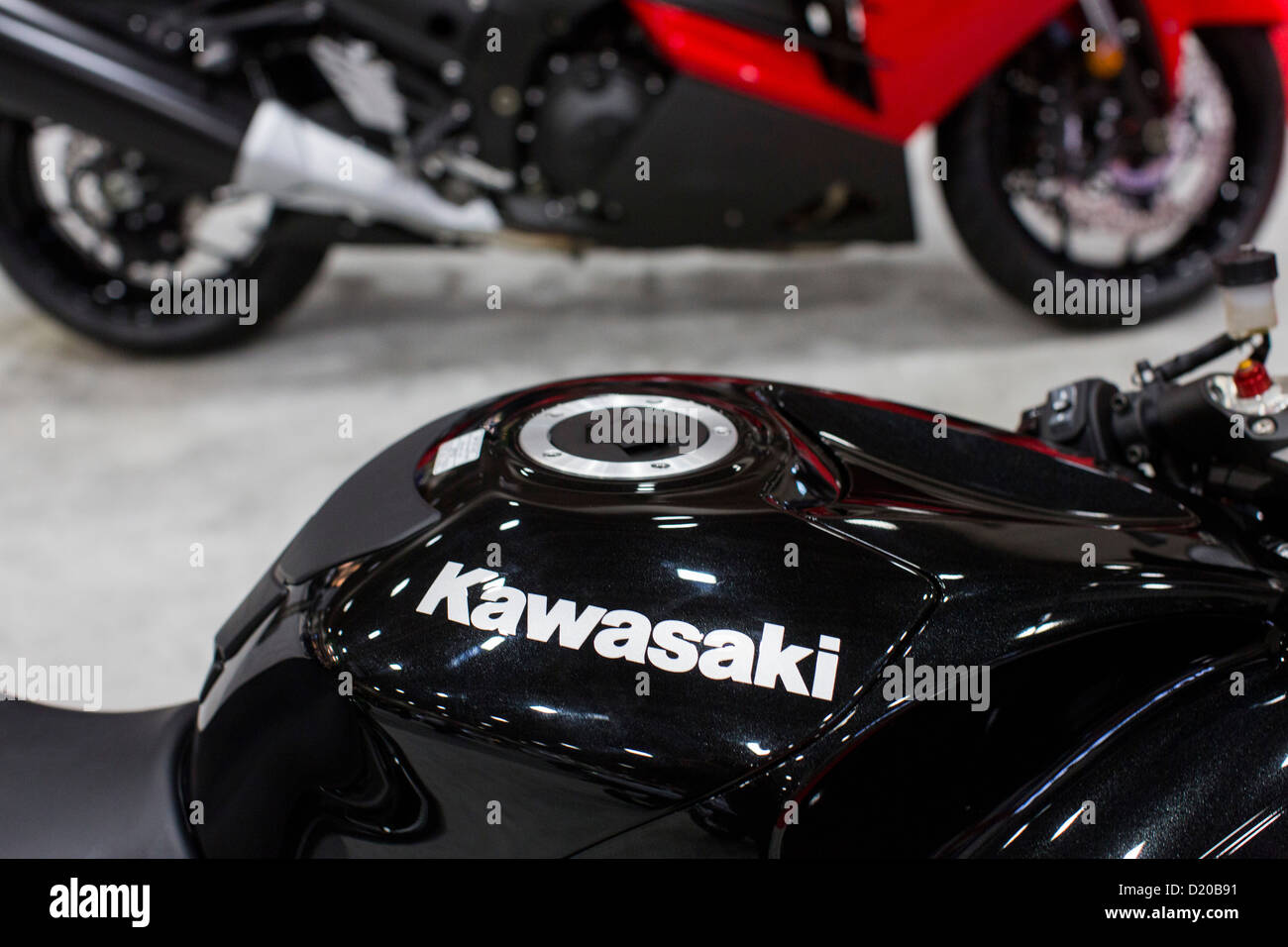 Kawasaki motorcycles on display at the Washington Motorcycle Show Stock ...