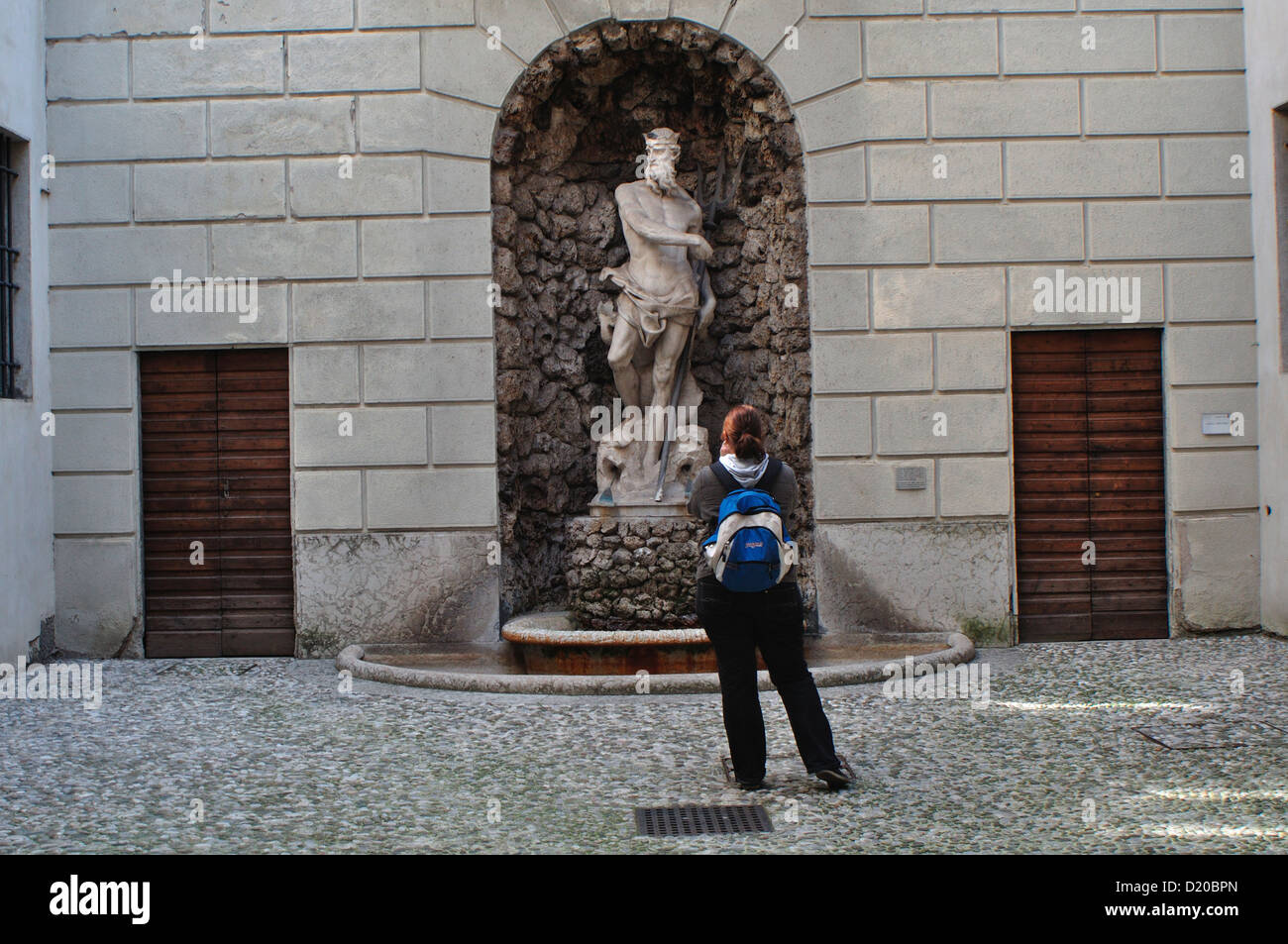 Italy, Trentino Alto Adige, Trento, Thun Palace, Statue of Neptune ...