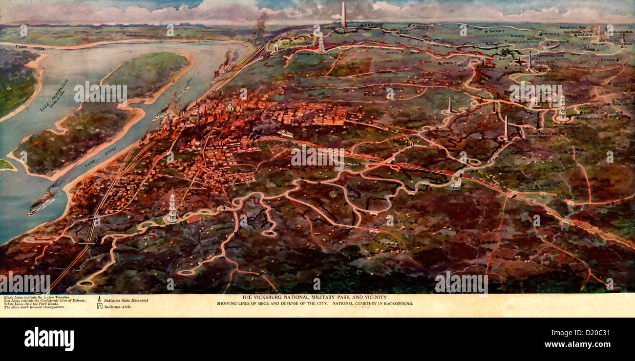 The Vicksburg National Military Park and vicinity showing lines of ...
