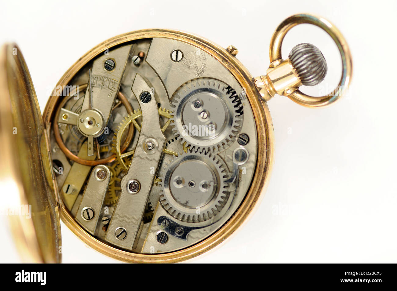 Interior of Gold Fob Pocket Watch Stock Photo - Alamy