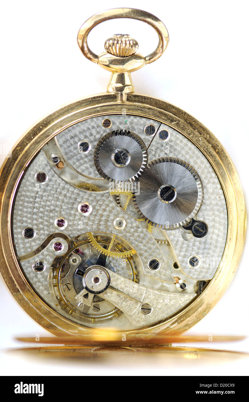 Interior of Gold Fob Pocket Watch Stock Photo - Alamy