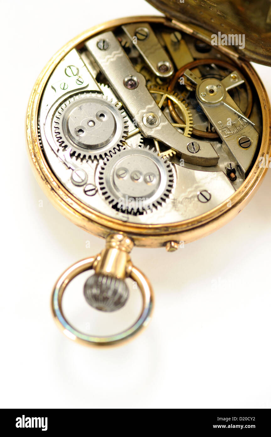 Interior of Gold Fob Pocket Watch Stock Photo - Alamy