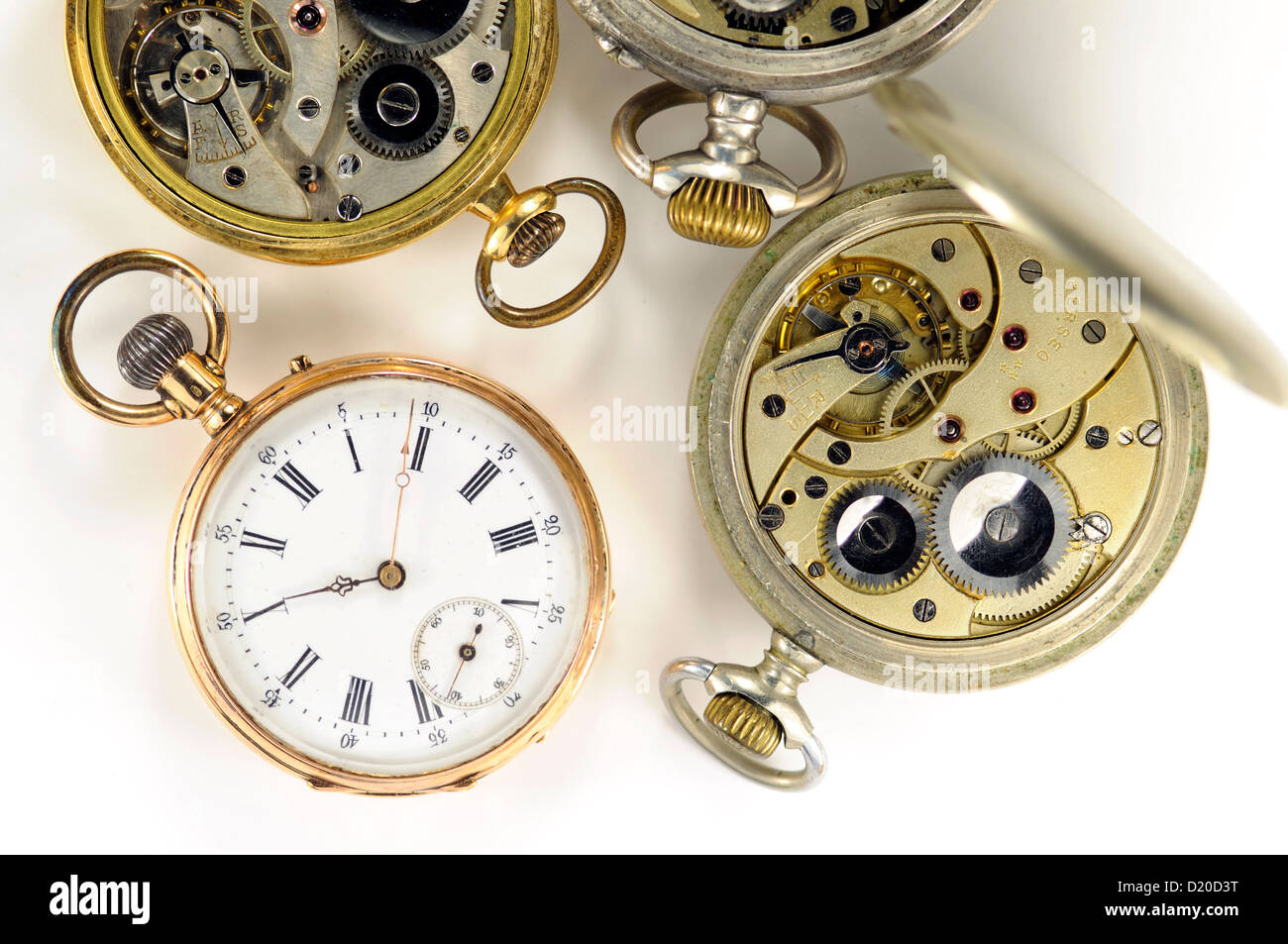 Interior of Gold Fob Pocket Watch Stock Photo - Alamy