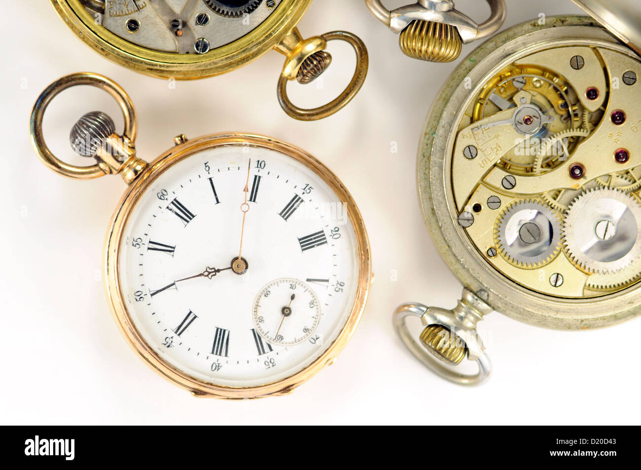 Interior of Gold Fob Pocket Watch Stock Photo - Alamy