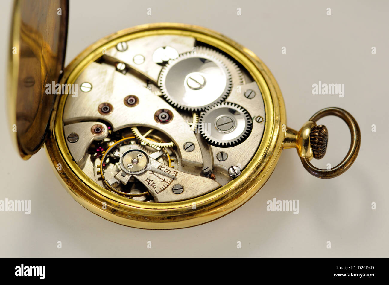 Interior of Gold Fob Pocket Watch Stock Photo - Alamy