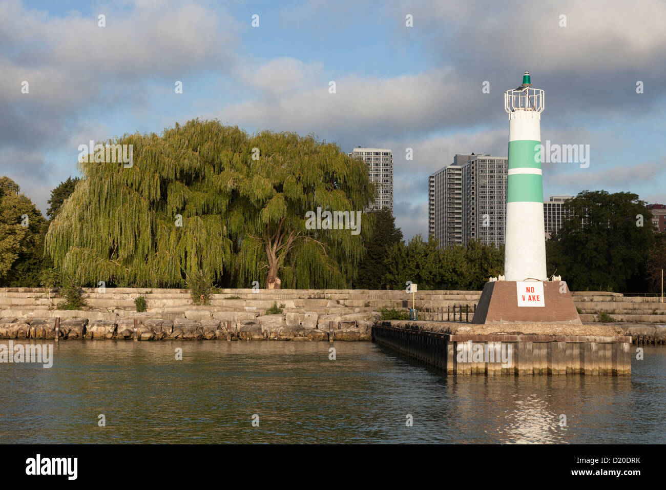 Lighthouse by Montrose Harbour entrance - Chicago, Illinois Stock Photo ...