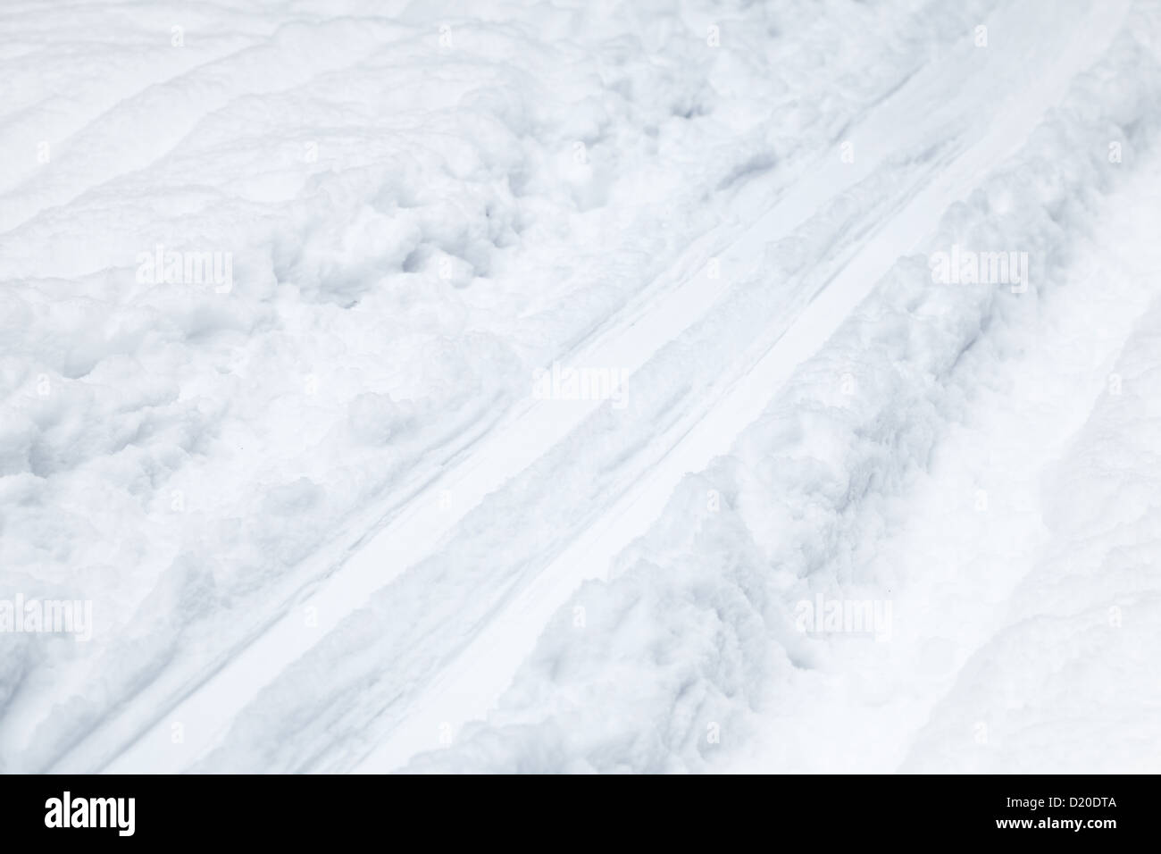 Cross country skiing tracks in fresh snow Stock Photo - Alamy