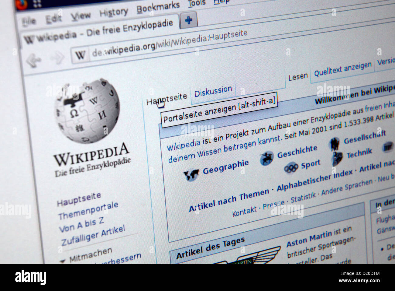 Wikipedia - German Language site Stock Photo - Alamy