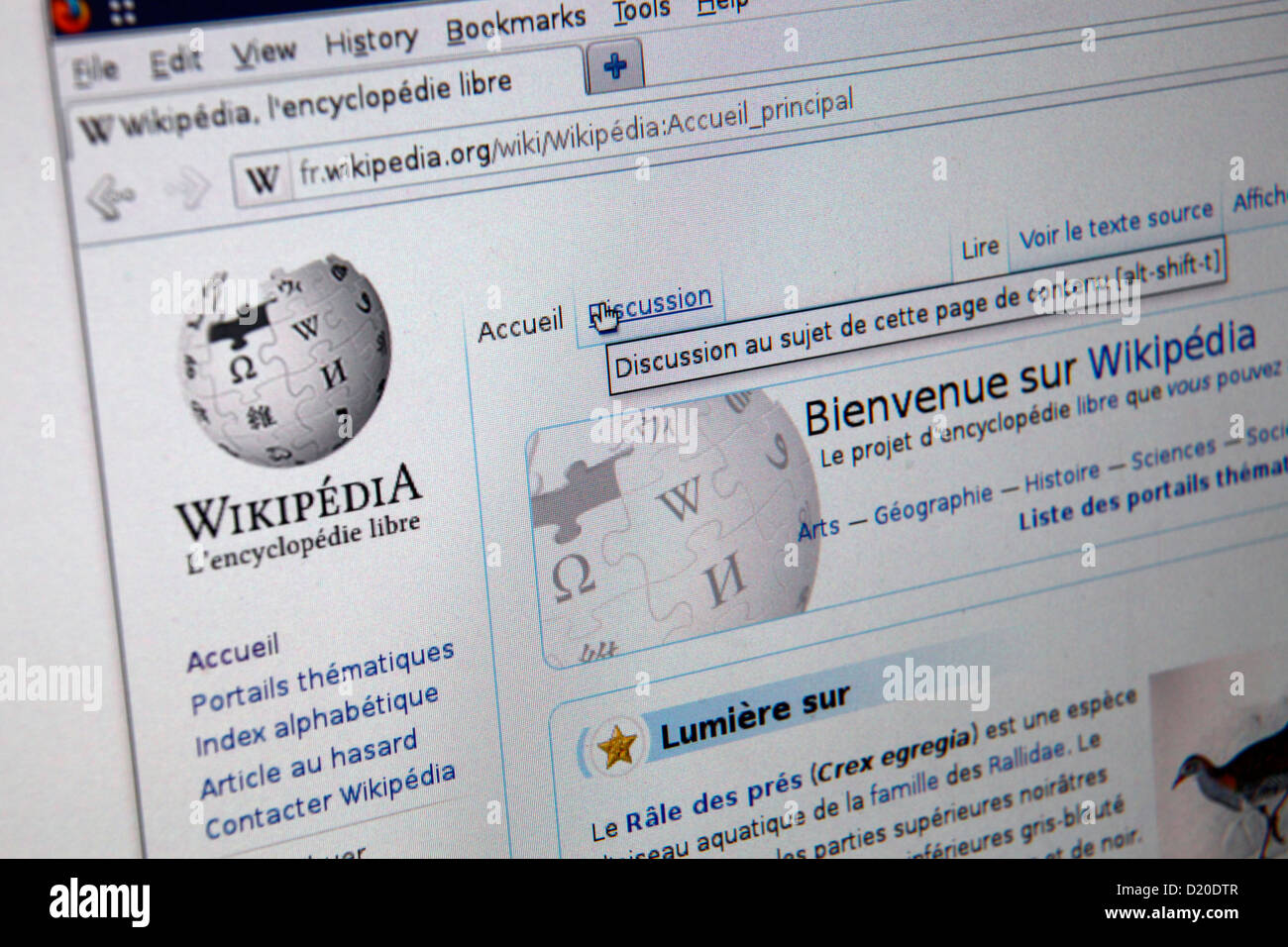 Wikipedia - French Language site Stock Photo - Alamy