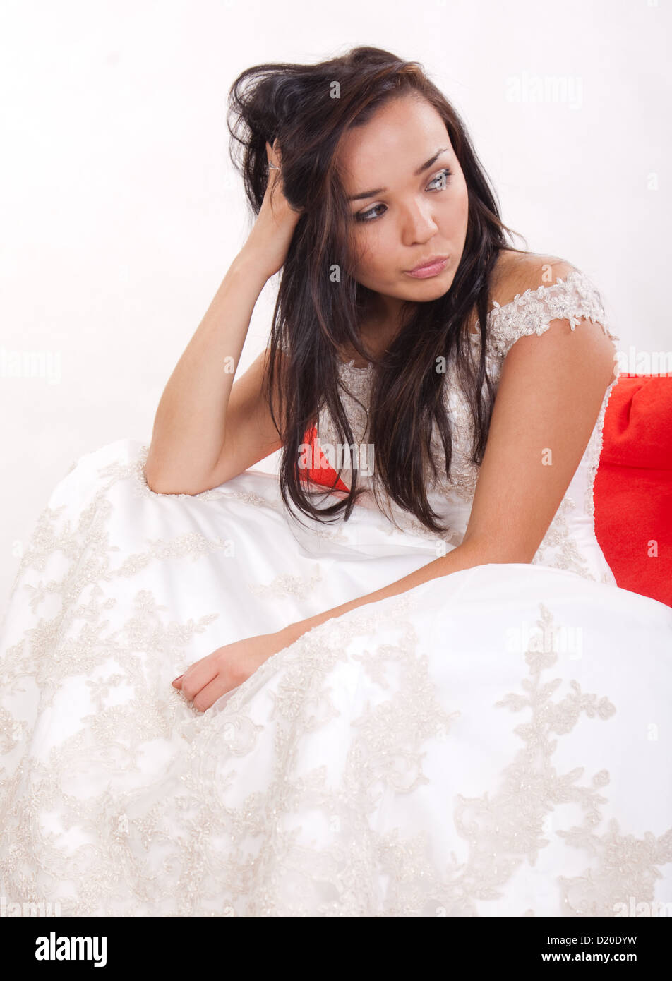 Young attractive brunette bride Stock Photo - Alamy