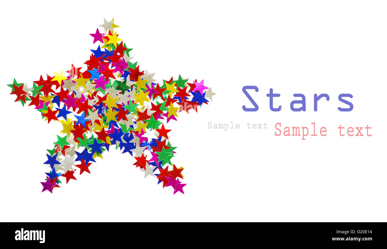 Big star composed of many colored stars on white Stock Photo - Alamy