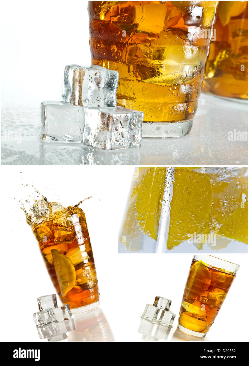 Collage of ice tea on white background Stock Photo - Alamy