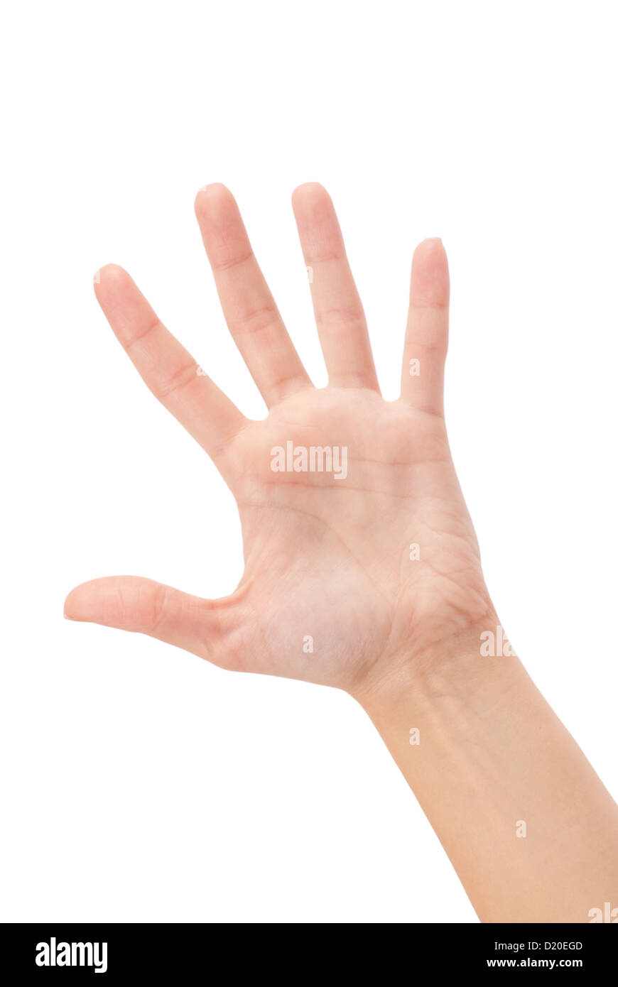 Open woman hand or number five isolated on white Stock Photo - Alamy