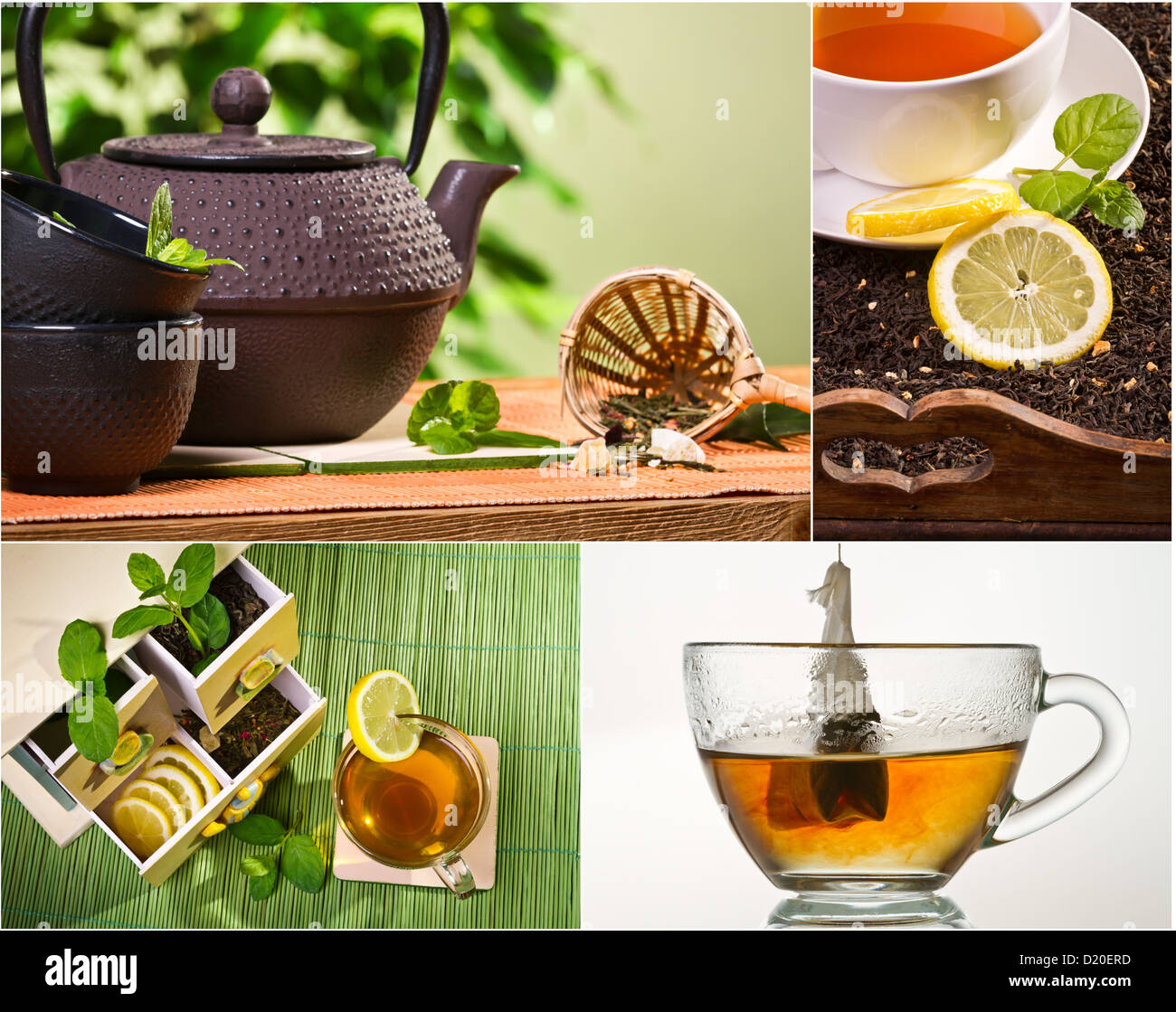 Collage of healthy green tea no. 1 Stock Photo - Alamy