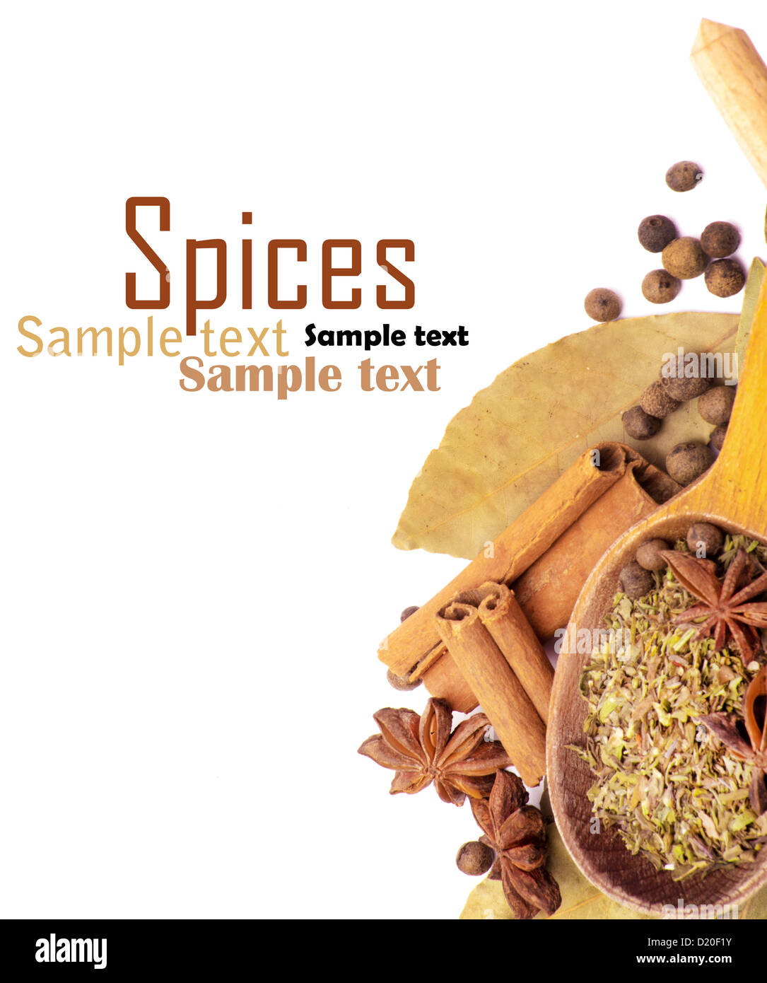 Spices border isolated on white Stock Photo - Alamy