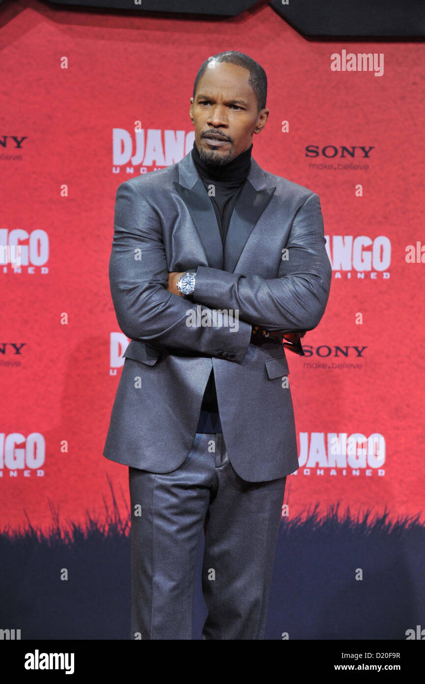 Actor Jamie Foxx attends to the Premiere of the film 'Django Unchained' at Cinestar Theatre in ...
