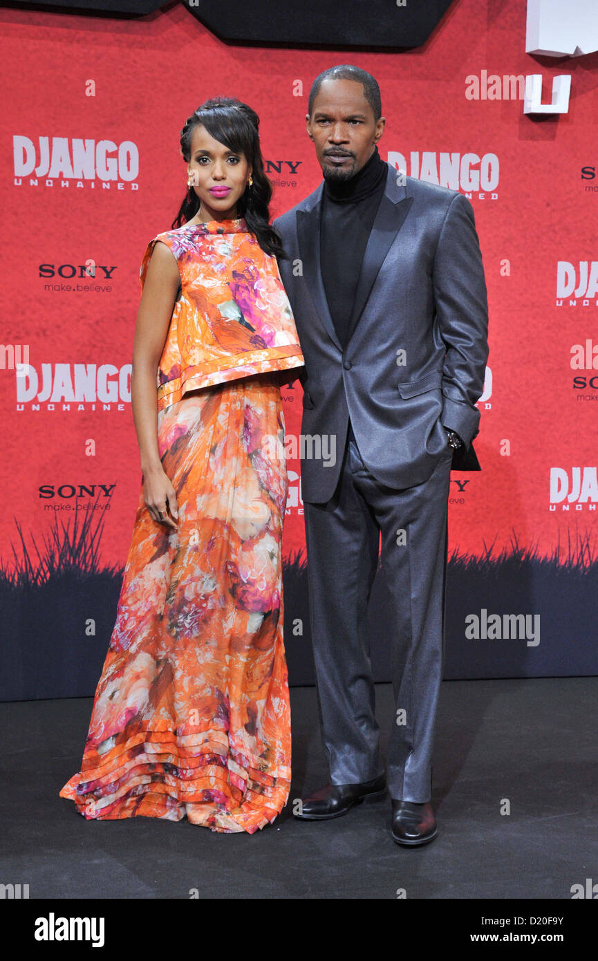 Actress Kerry Washington and Jamie Foxx attend to the premiere of the film 'Django Unchained' at ...