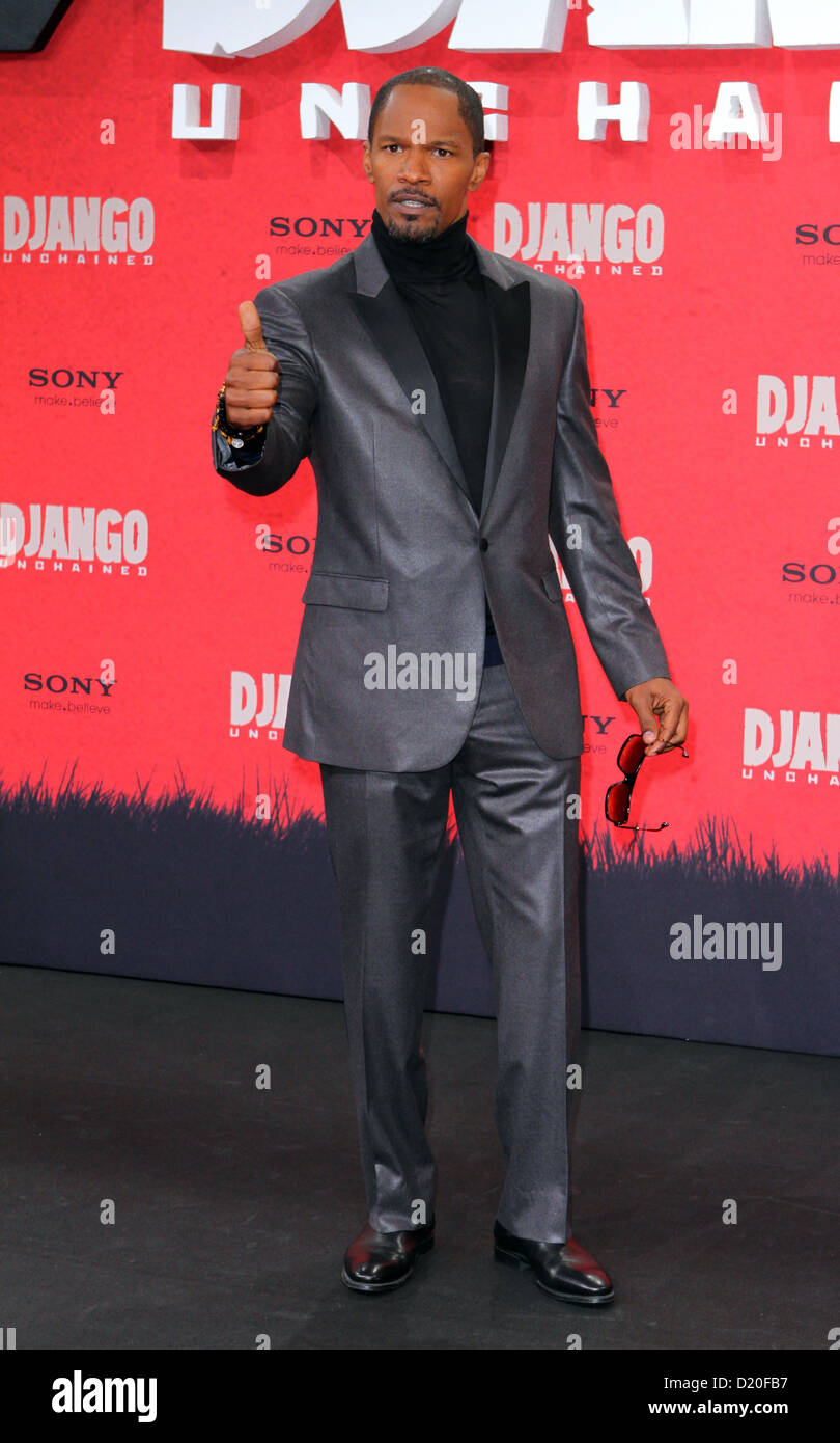 Actor Jamie Foxx attends to the Premiere of the film 'Django Unchained' at Cinestar Theatre in ...