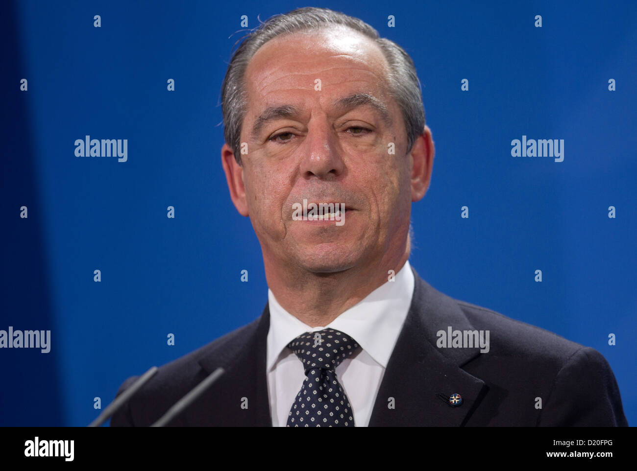 Prime Minister of Malta, Lawrence Gonzi, gives a press conference in ...