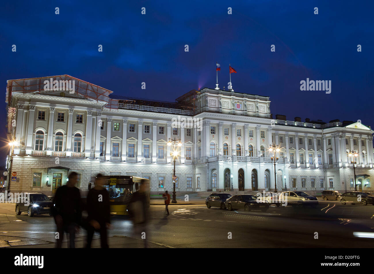 Historic buildings are pictures during the blue hour in Saint ...