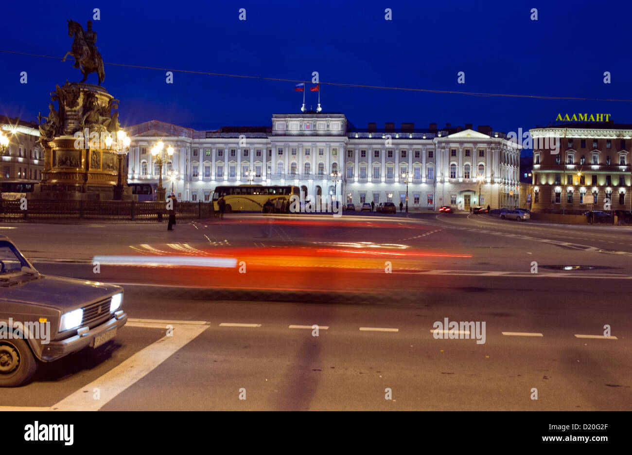 Historic buildings are pictures during the blue hour in Saint ...