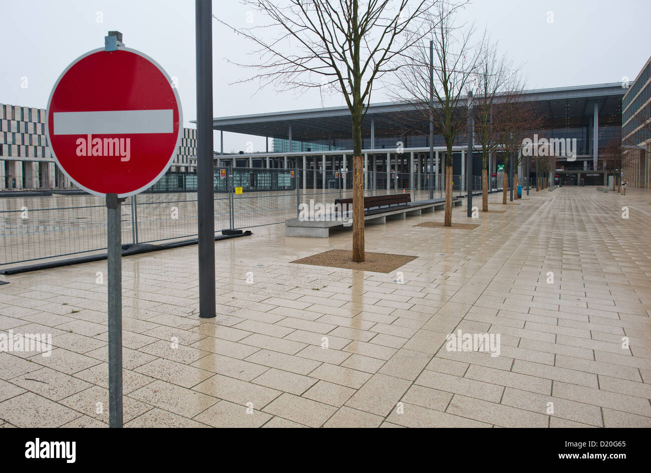 A no entry sign is seen at the new Berlin airport Berlin Brandenburg ...