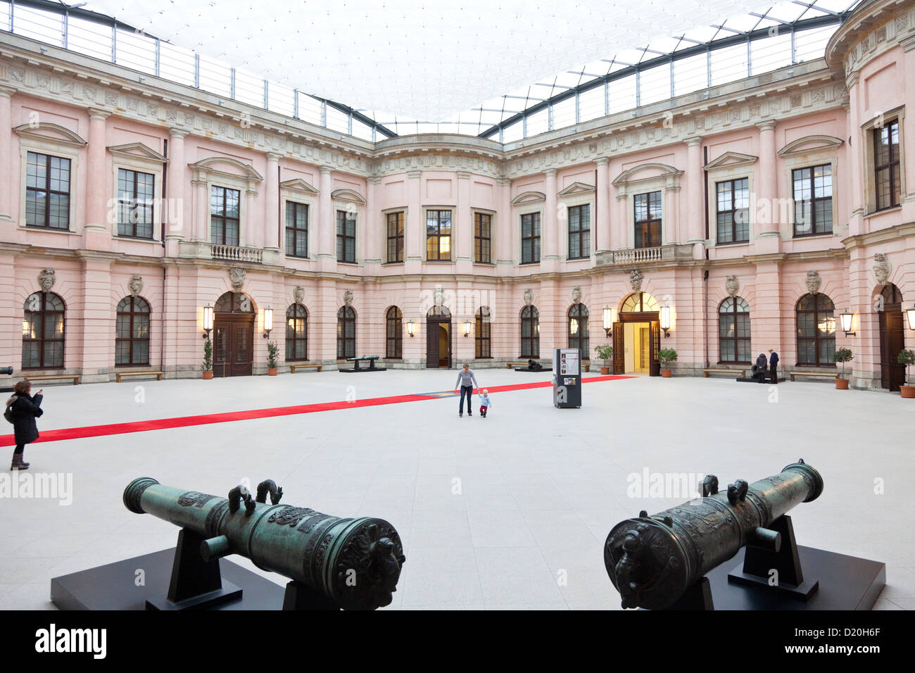 Two guns in atrium with red carpet, German Historical Museum, Zeughaus ...