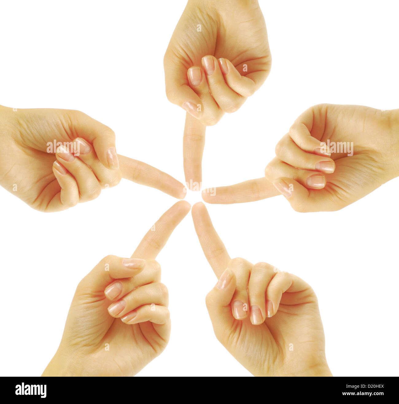 Hands of teamwork , forming the star shape Stock Photo - Alamy