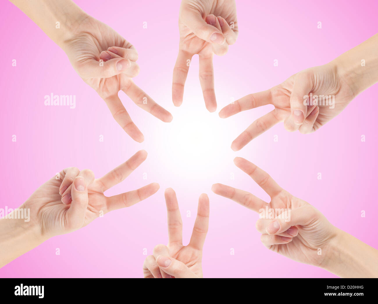 Hands of teamwork , forming the star shape Stock Photo - Alamy