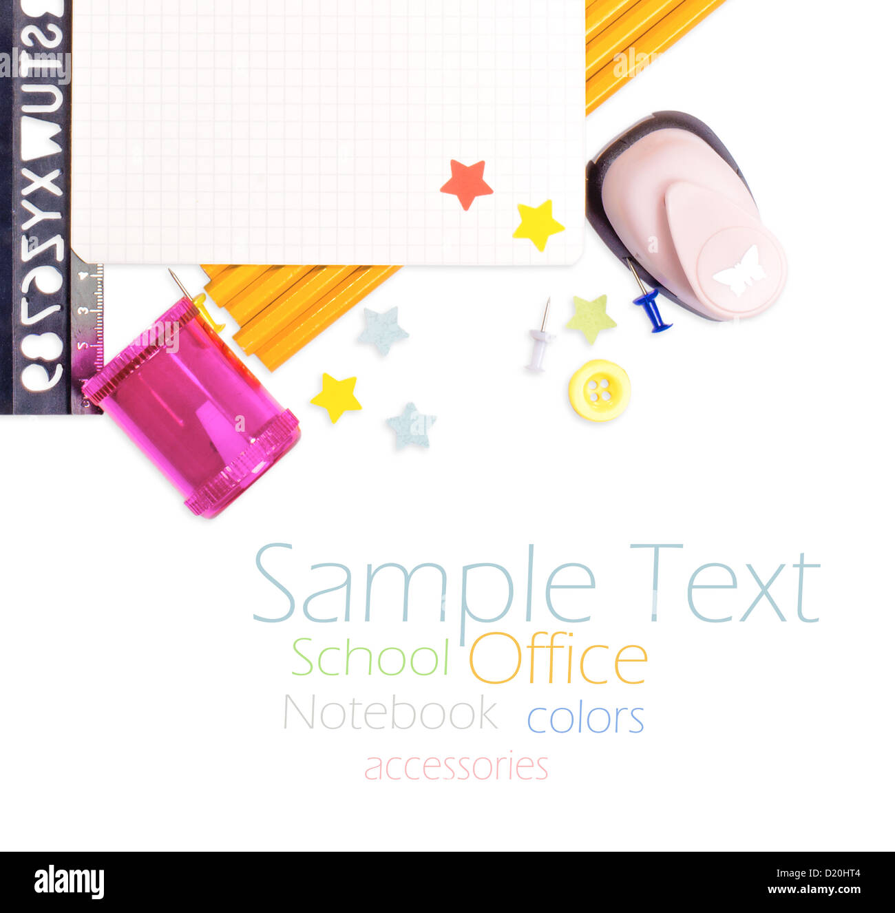 Photo of office and student gear over white background - Back to school ...