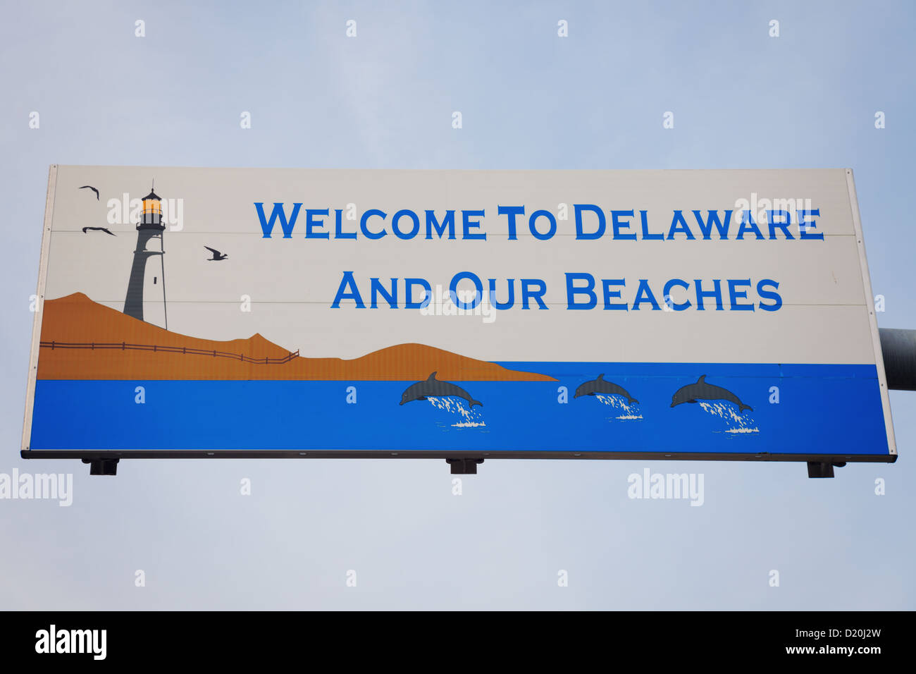 Welcome to Delaware and our Beaches sign Stock Photo - Alamy