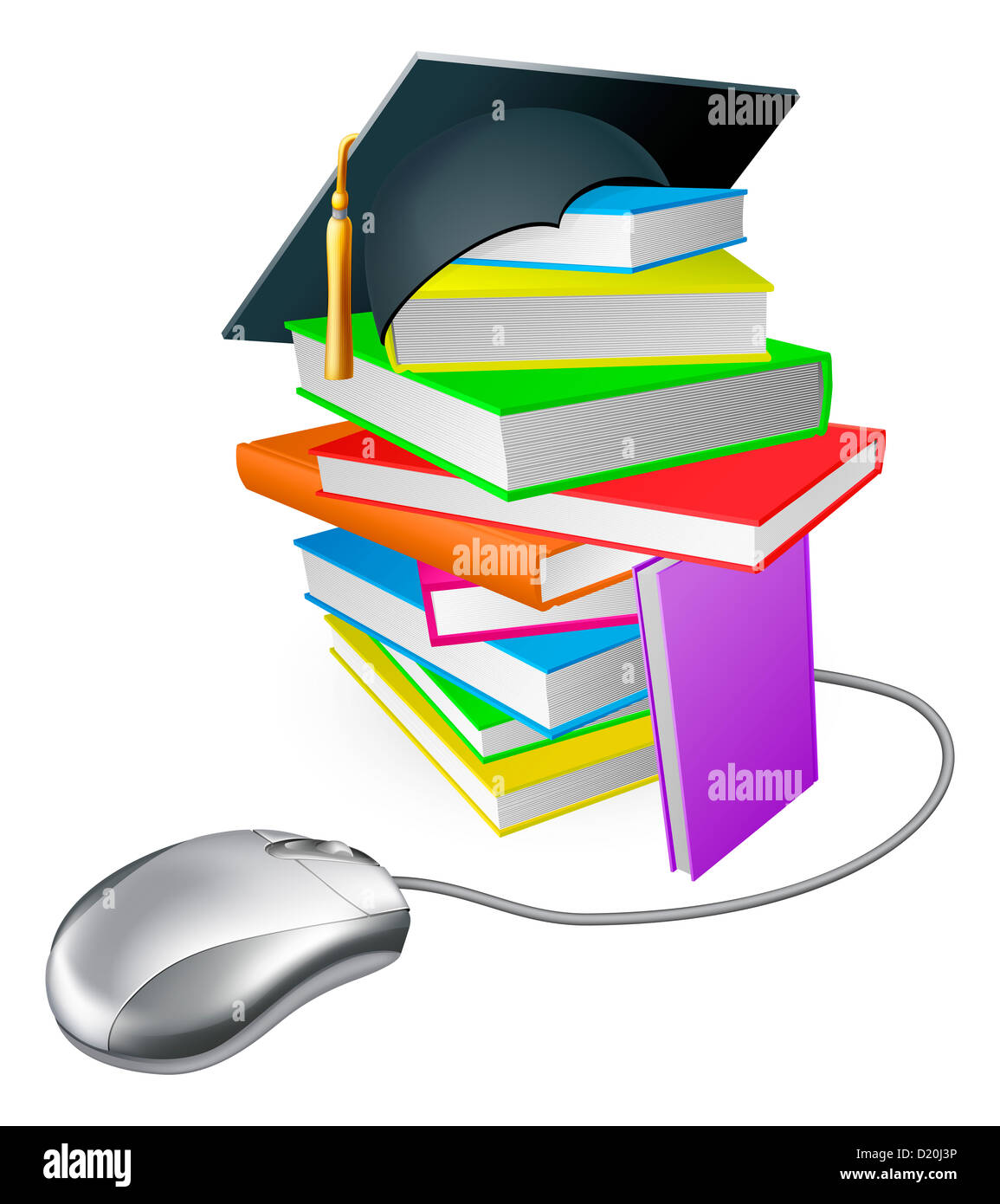 Online education, training or learning concept, a computer mouse ...