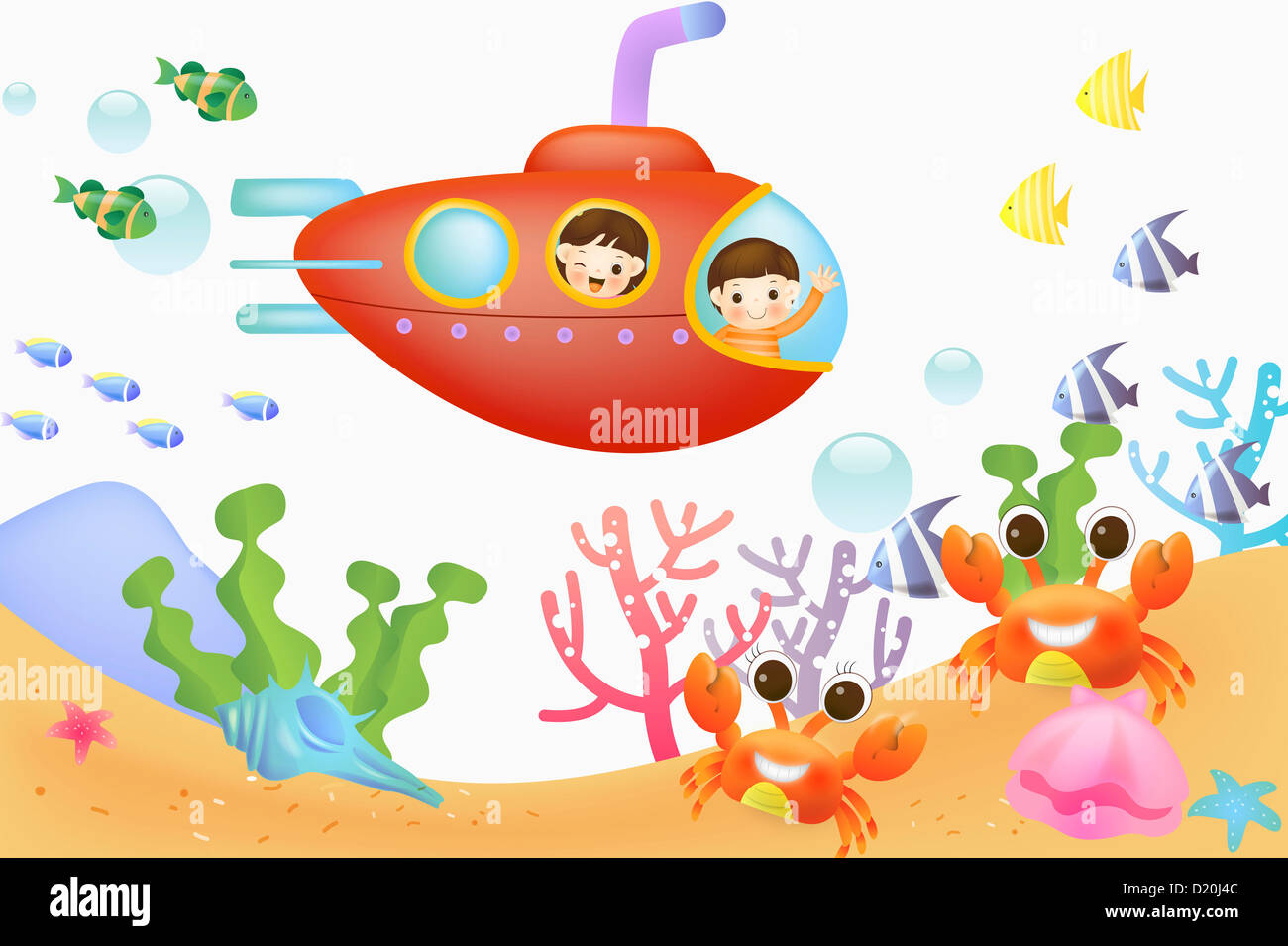 children taking a submarine under the sea Stock Photo - Alamy