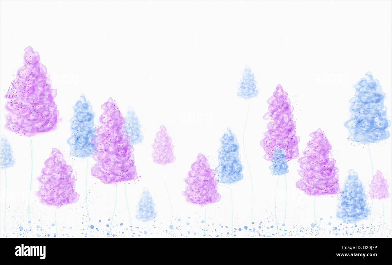 violet and blue trees background Stock Photo - Alamy