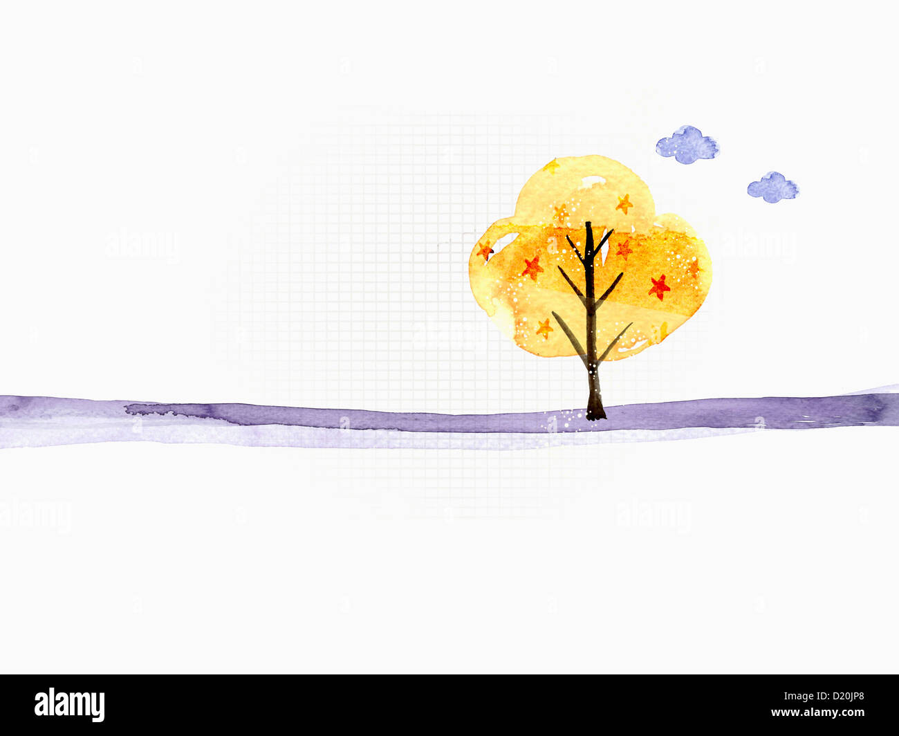yellow tree in white background Stock Photo - Alamy
