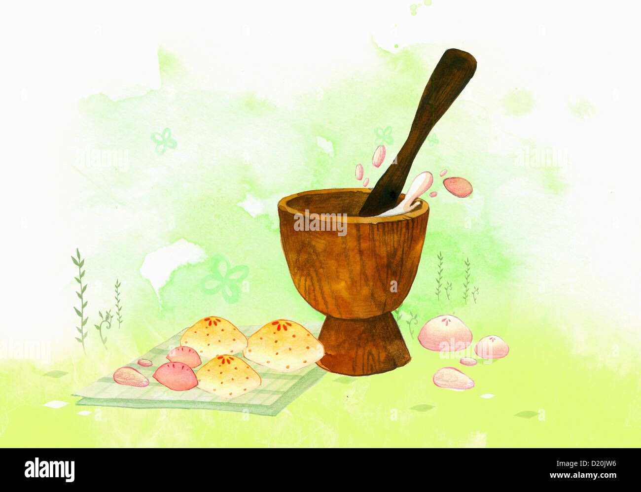 a large wood mortar Stock Photo - Alamy