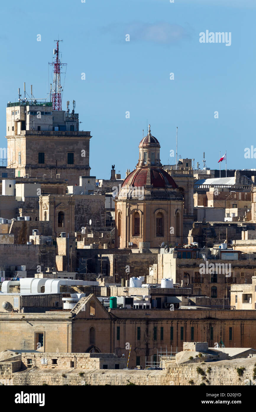 Roof top view over Valletra Malta Stock Photo - Alamy
