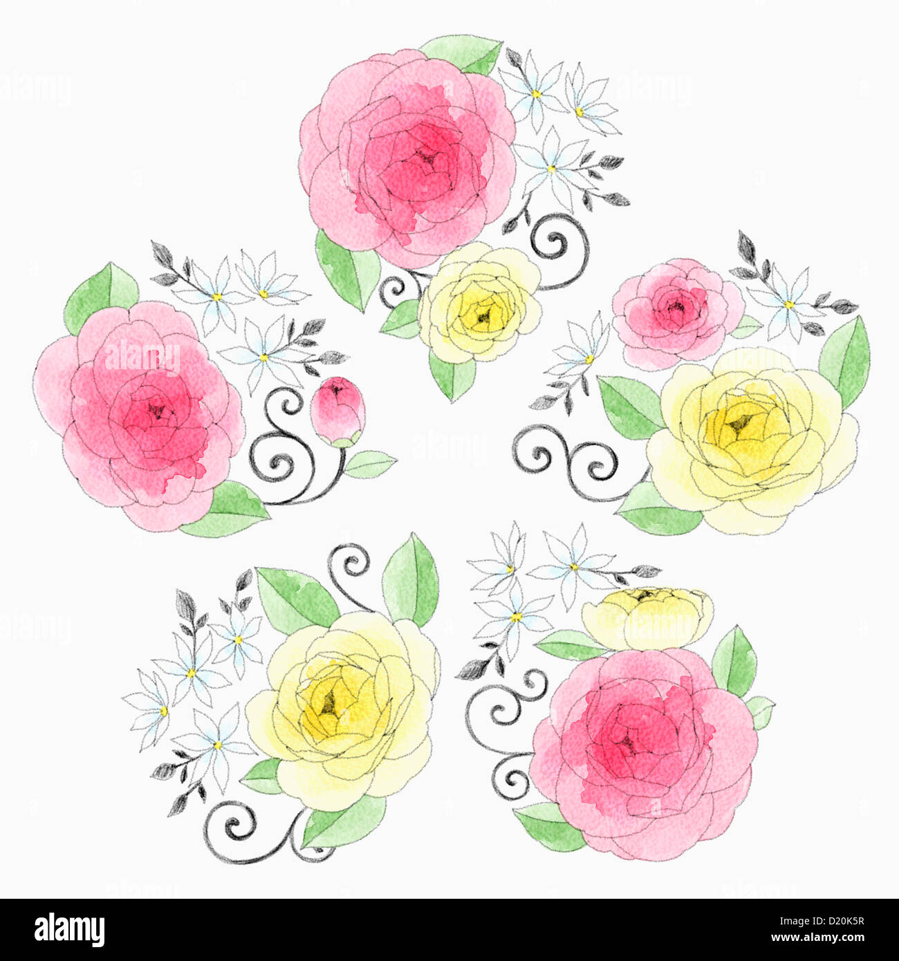 flowers making up a circle Stock Photo - Alamy
