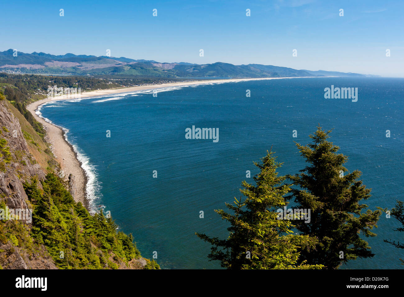 View of Oregon Coast, Manzanita and Nehalem Bay, Oregon, USA, America ...