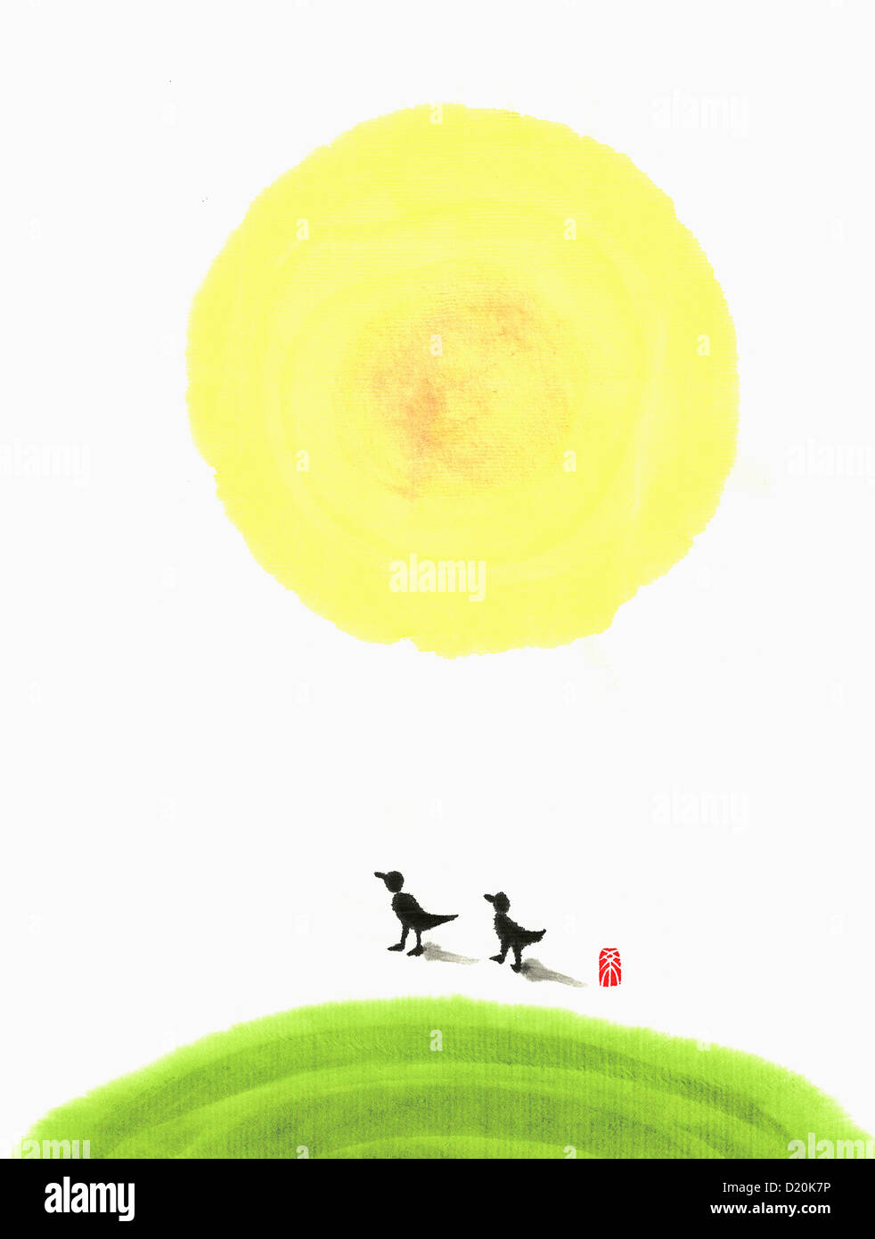 full moon and dogs Stock Photo - Alamy