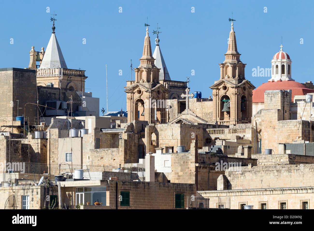 Roof top view over Valletra Malta Stock Photo - Alamy