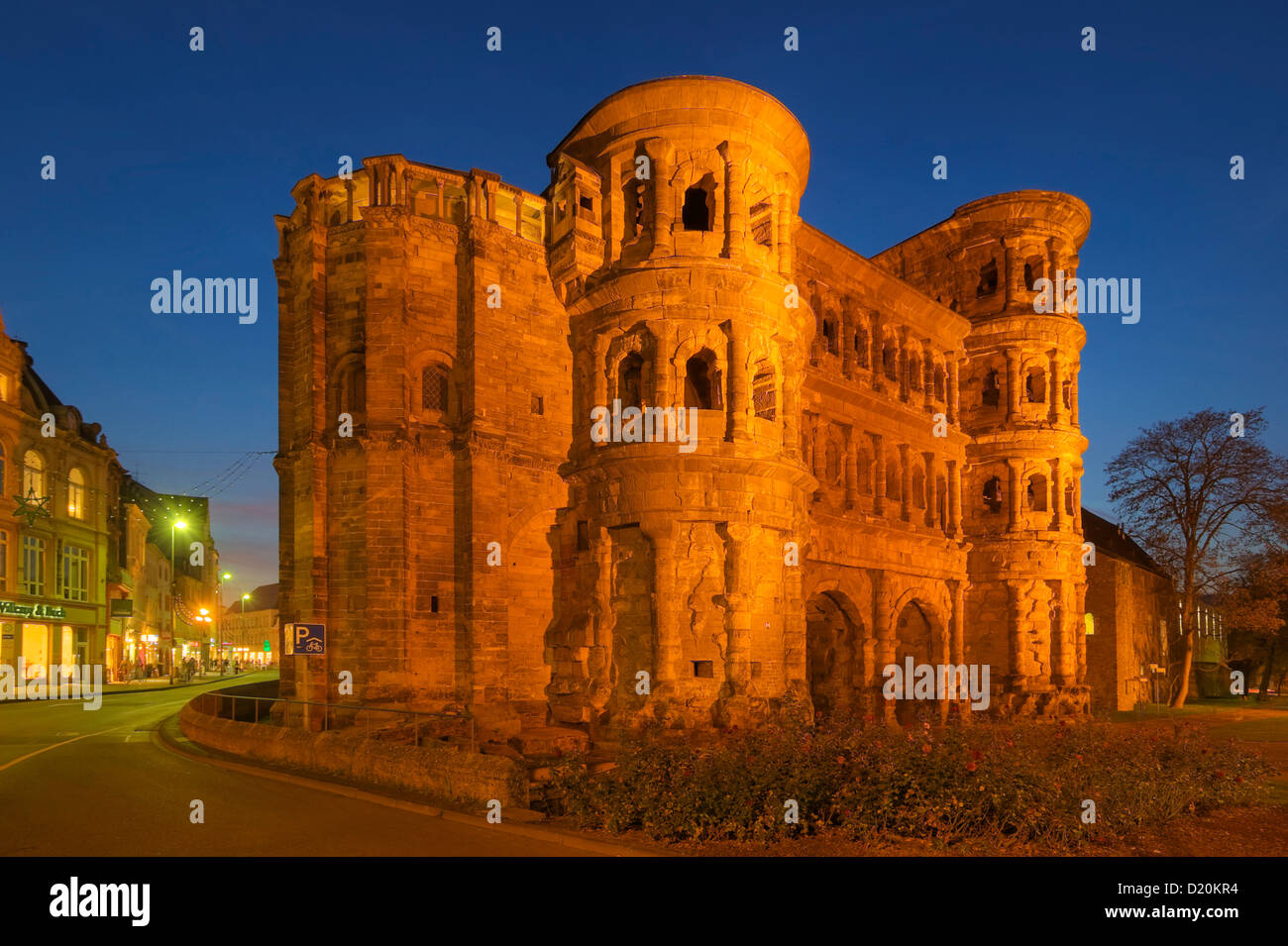 Porta Nigra in the afterglow, Treves, Rhineland-Palatinate, Germany ...