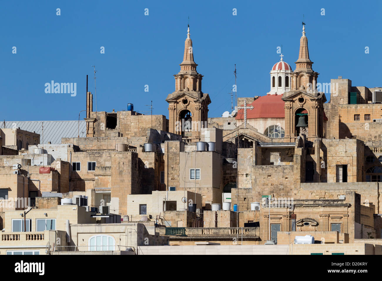 Roof top view over Valletra Malta Stock Photo - Alamy